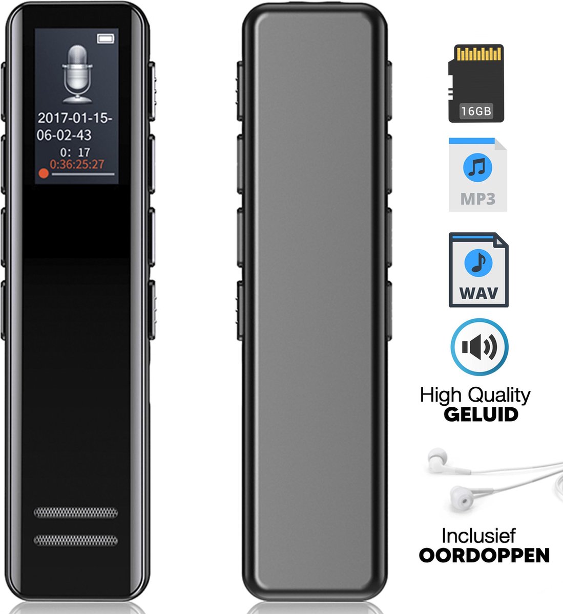 Premium Excellencia Voice Recorder 16 GB – Dictafoon – Audio Recorder ...