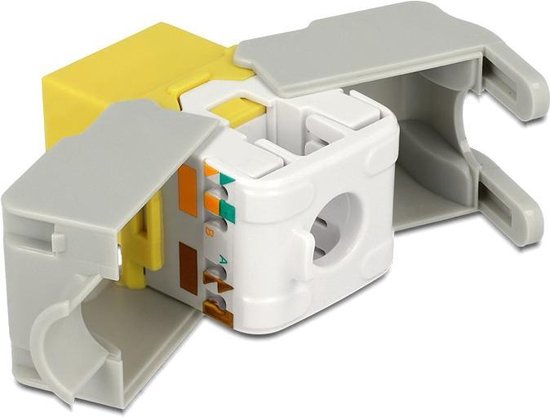 UTP CAT6 Gigabit Keystone module RJ45 - LSA (toolless) / geel/grijs | bol
