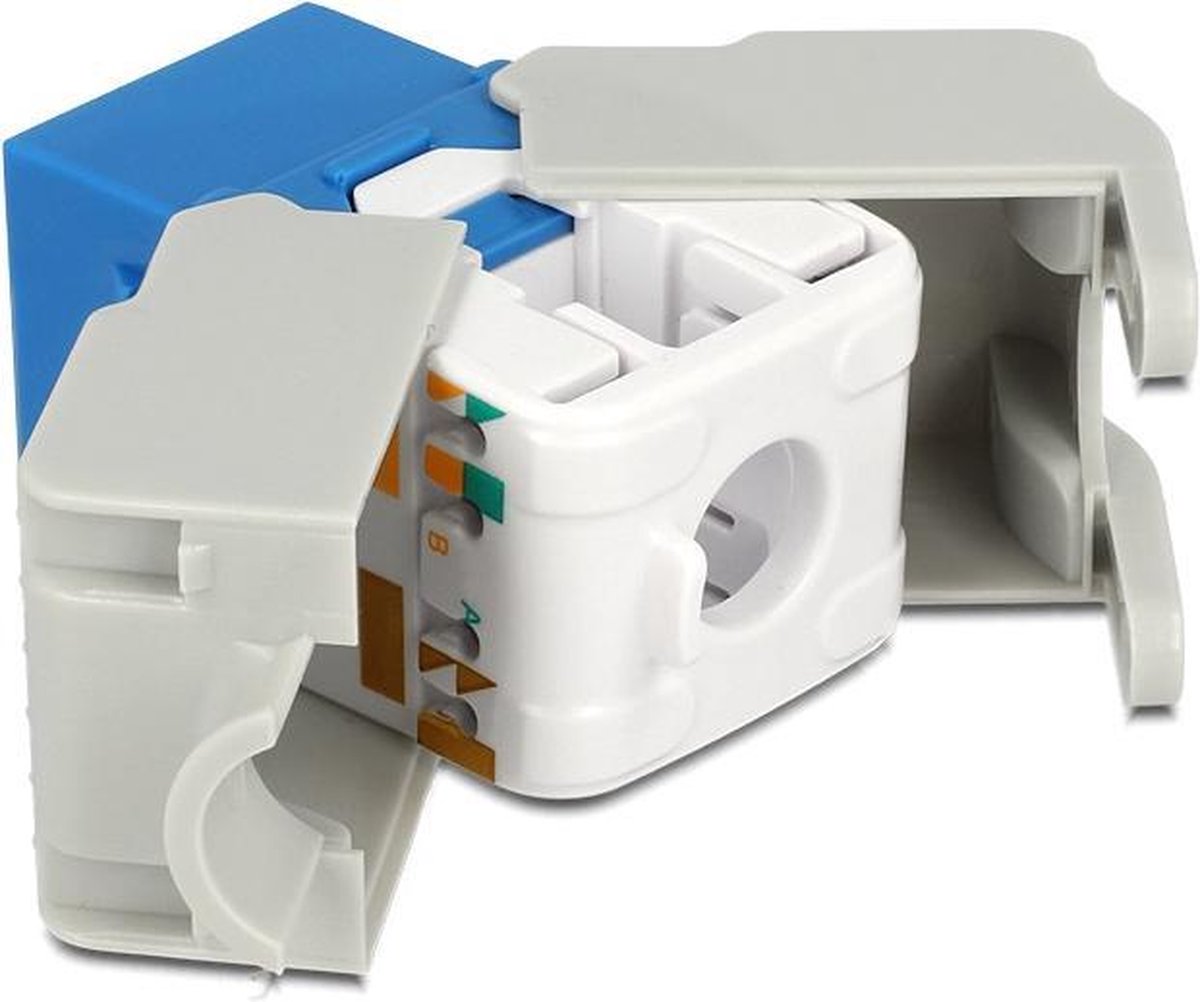 UTP CAT6 Gigabit Keystone module RJ45 - LSA (toolless) / blauw/grijs | bol
