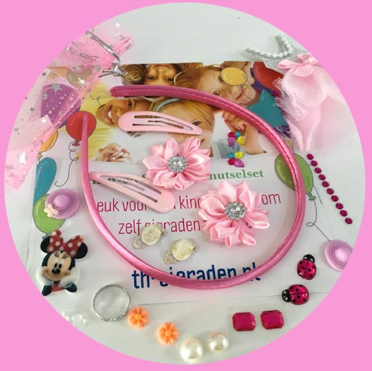 25-Delig-Roze- Haar- Oorbellen-Ring- sieraden maken -knutsel set ...