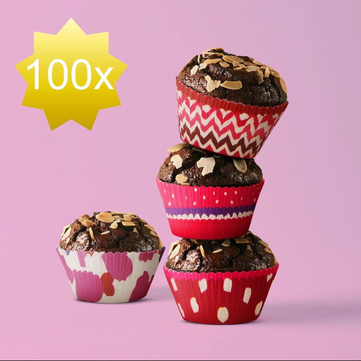 bol.com | Muffin Bakvormen / Muffinvorm Cupcake Papier Vormpjes - 100 Stuks