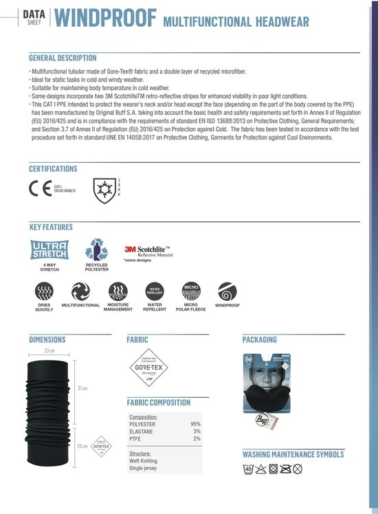 Windproof Buff® - Black | bol