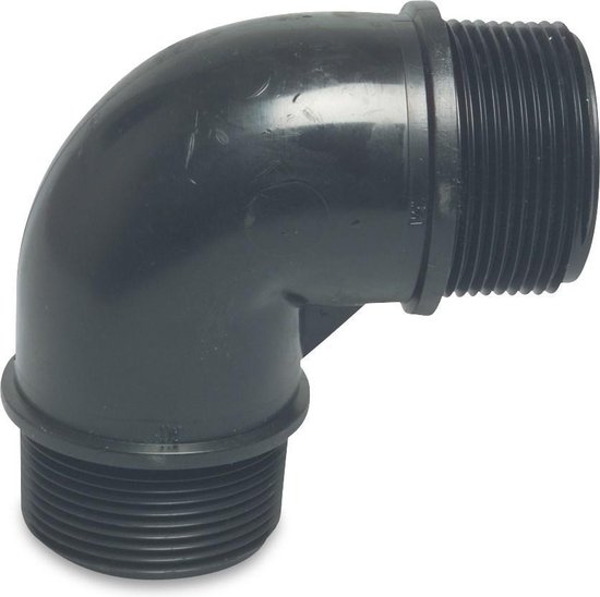 Knie 90° PP 1 1/2" buitendraad 10bar zwart, per 5 stuks | bol.com