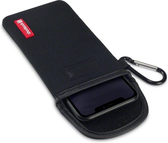 Hoesje voor iPhone 12 Max, Shocksock neopreen pouch met karabijnhaak ...