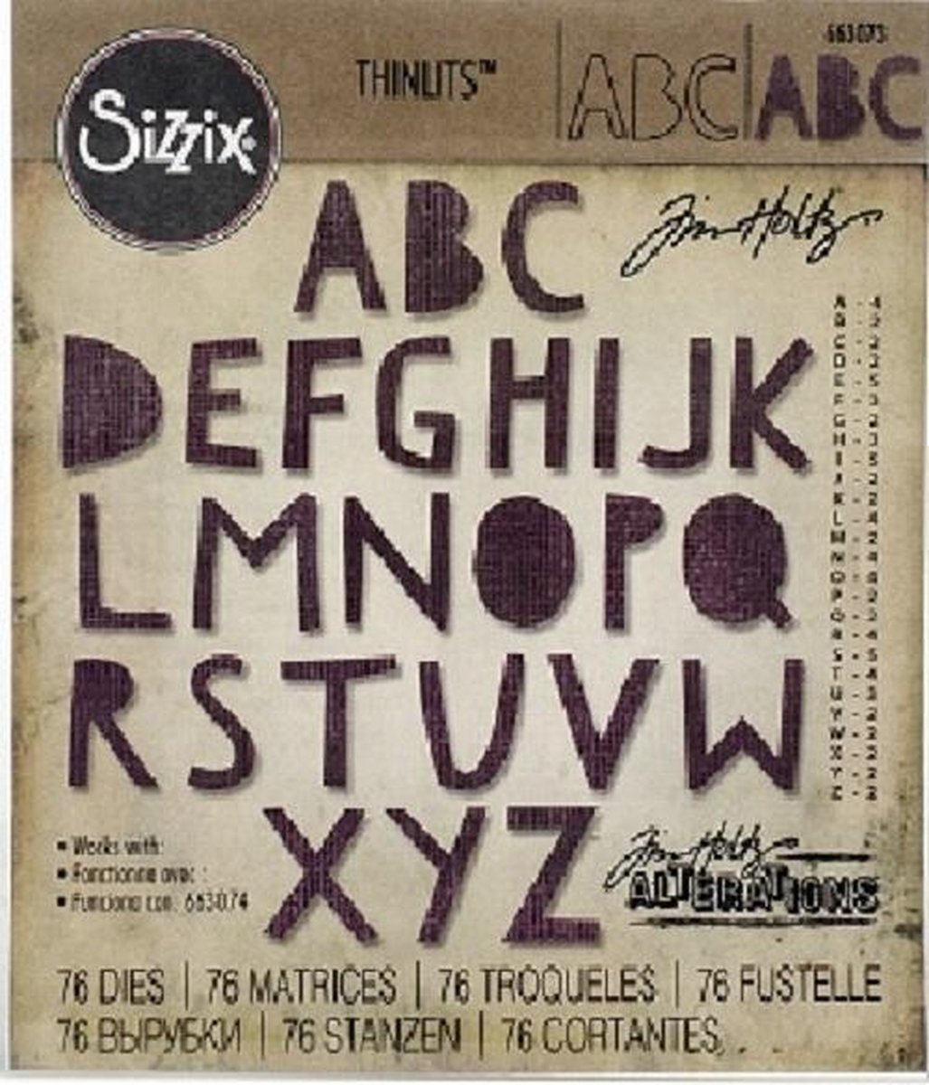 Sizzix Thinlits Snijmal set - Alphanumeric cutout upper - 76 stuks | bol.com
