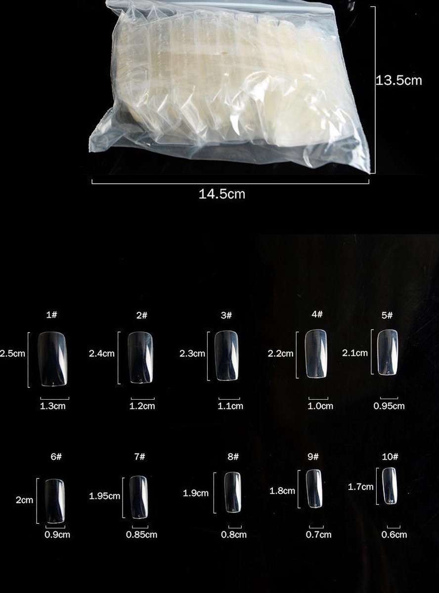 Full Cover Nail Tips (CLEAR) 500 stuks, Press on Tips | bol.com