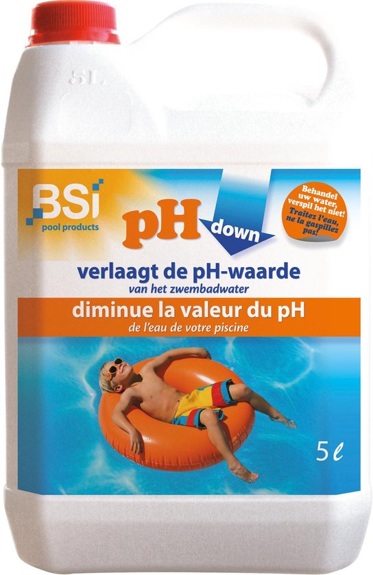 BSI Pool Products pH Down - Verlaagt de pH Waarde Van Zwembadwater - Vloeibaar - 5 Liter | bol.com
