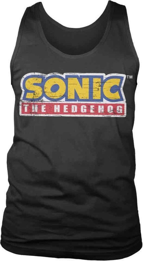 Sonic The Hedgehog Tanktop -L- Cracked Logo Zwart | bol
