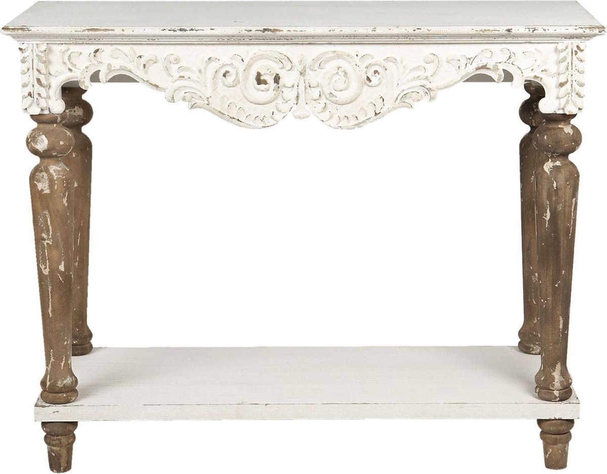Clayre & Eef Sidetable 103x40x81 cm Wit Hout Rechthoek Wandtafel ...