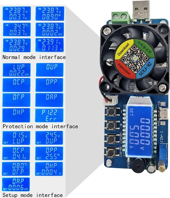 Electronic Load Tester FX35 5A 35W Constant Current USB Power Detector ...