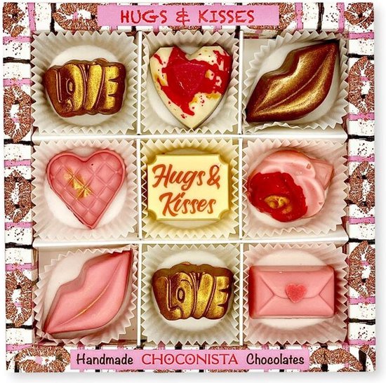 Choconista - Chocoladecadeau HUGS & KISSES - Original Belgian Callebaut Chocolade | bol