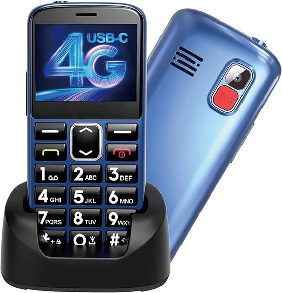 4G Senioren Mobiele Telefoon - GSM - Met oplaadstation - Grote Toetsen ...