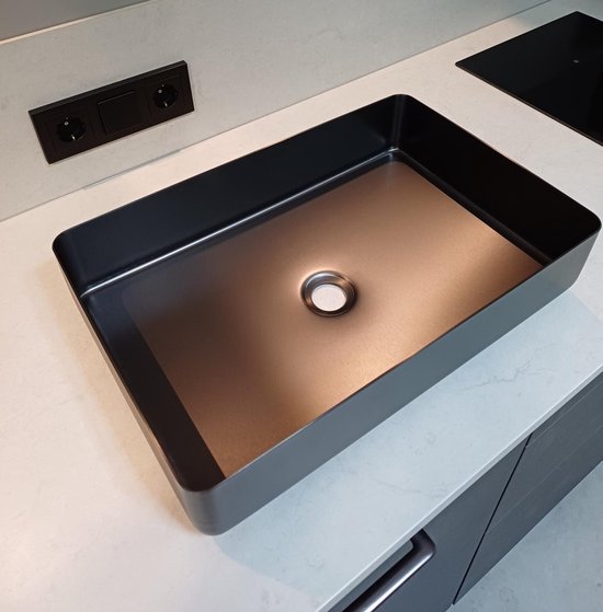 Sanimex Onyx 10 - RVS waskom - wastafel - opbouw - Gun metal | bol