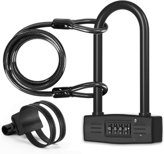 Fietsslot Set Heavy Duty D-slot 4-cijferige Resetbare Combinatie Met 5 ...