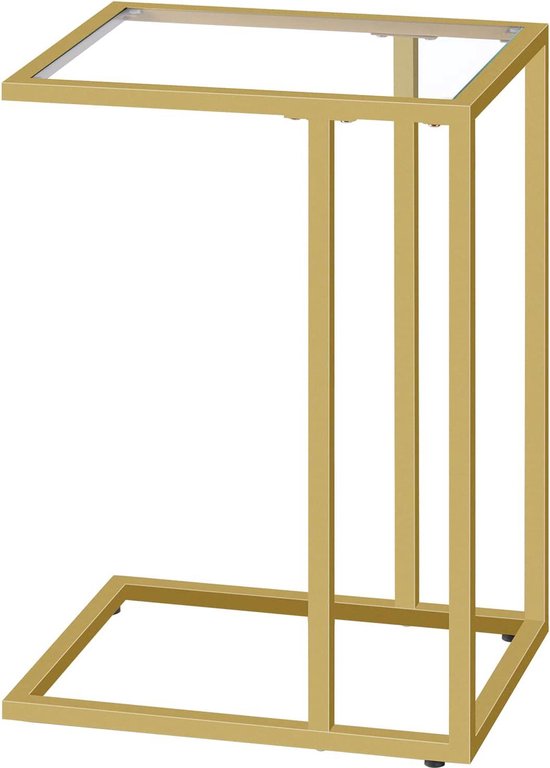C-vormige bijzettafel - C-vorm - veelzijdig - 1 stuk - goud - gehard ...