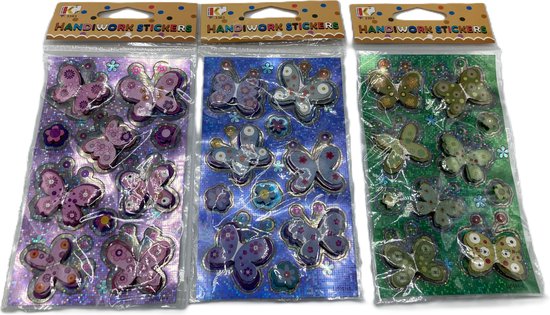 Set van 3 vel 3D Vlinder Stickers | bol
