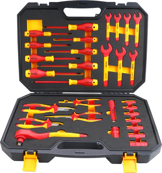 Tolsen Gereedschapset VDE 30-delig Premium - Gereedschapskoffer gevuld - 9x... | bol