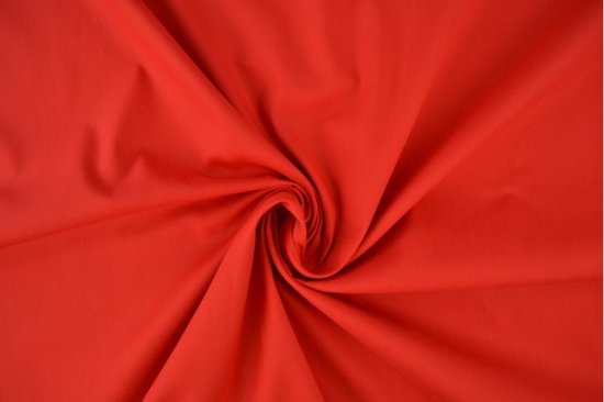 Katoen stof - Per meter - 1 meter - Poplin katoen uni - Rood | bol