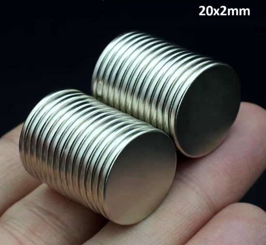TLVX 5 stuks Sterke & Dunne Magneten Rond 20x2mm / Platte magneten ...