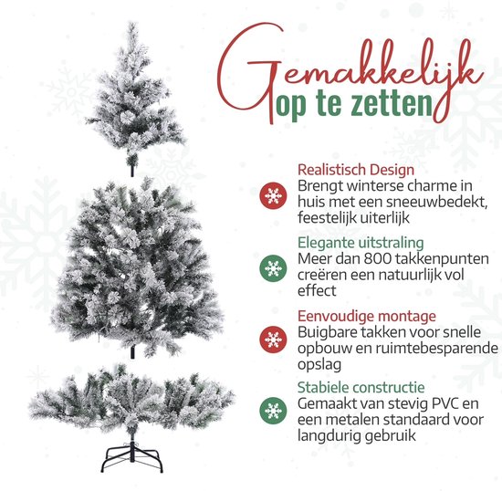 Meisterhome 210 cm Levensechte Kerstboom met Sneeuw & Frost - Prachtige ...