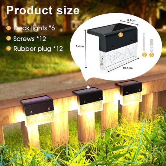 Solarlampen voor buiten en tuin - Waterdichte LED-hekverlichting met 2 ...