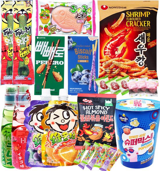 Ramune Snack Box - Japanse Ramune - Sweet Potato Chips - Pepero Pocky ...