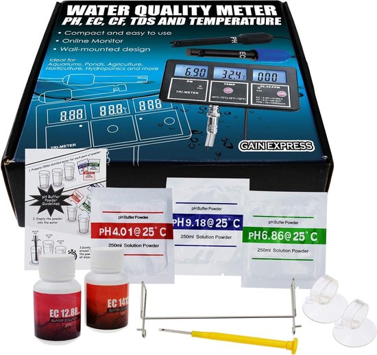 Multi-Parameters Waterkwaliteit 5-in-1 PH- EC CF TDS (ppm) Tester ...