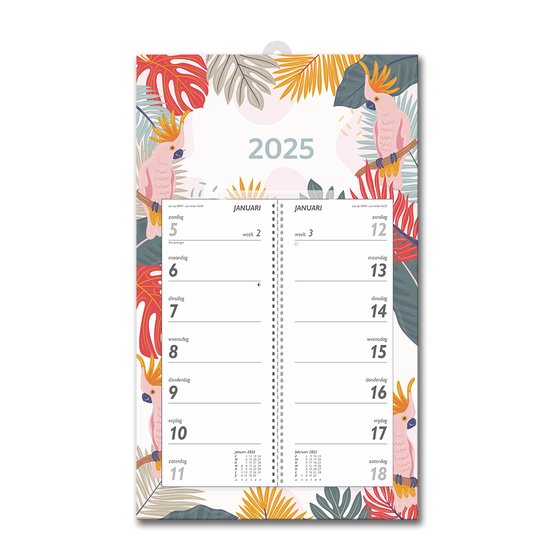 Omleg Weekkalender 2025 op schild - 20x33 cm met schuifhanger ...