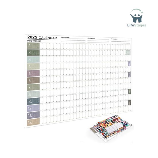 LifeStages - Jaarkalender 2025 - Wandkalender - Jaarplanner 2025 - Vouw ...