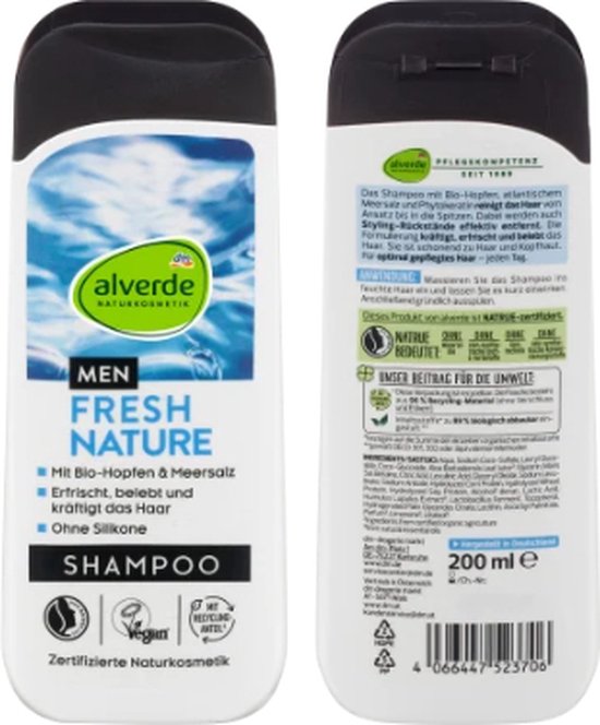 Alverde Naturkosmetik MEN Shampoo Fresh Nature | MULTI-VERPAKKING 4x ...