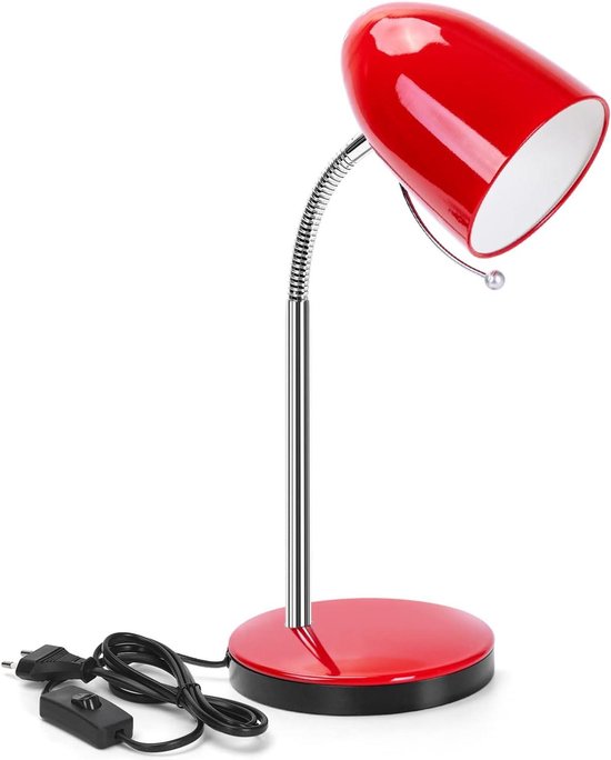 Retro Rode Tafellamp - Verstelbare Flexibele Hals - Compatibel met E27 ...