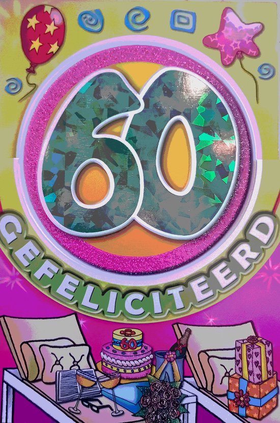 Luxe wenskaart 60 Jaar Gefeliciteerd - Luxe verjaardagskaart - 12x17cm - Gevouwen... | bol