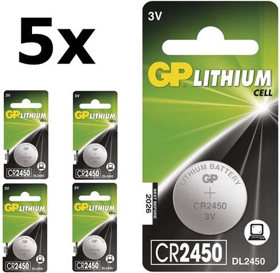 GP CR2450, DL2450, ECR2450 3V Lithium knoopcel batterij - 5 Stuks | bol