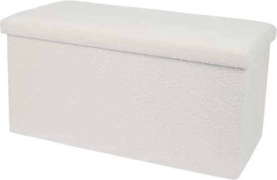 Stijlvolle Poef met Opbergruimte - Teddy Bankje Organizer in Luxe Witte ...