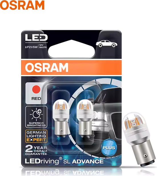 Osram LEDriving LED Autolamp P21 - 12V - Rood - 5W - SL Advance - Set 2 stuks | bol