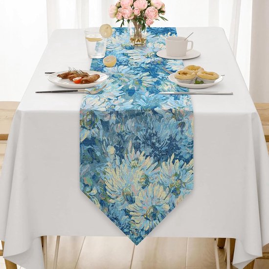Tafelloper, 30 x 180 cm, wasbaar, tafelloper, blauw, tafelloper, moderne decoratie... | bol