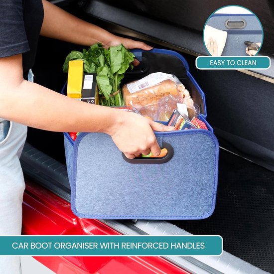 Blauwe opvouwbare auto-organizer, kofferbakbox, duurzame antislip auto ...