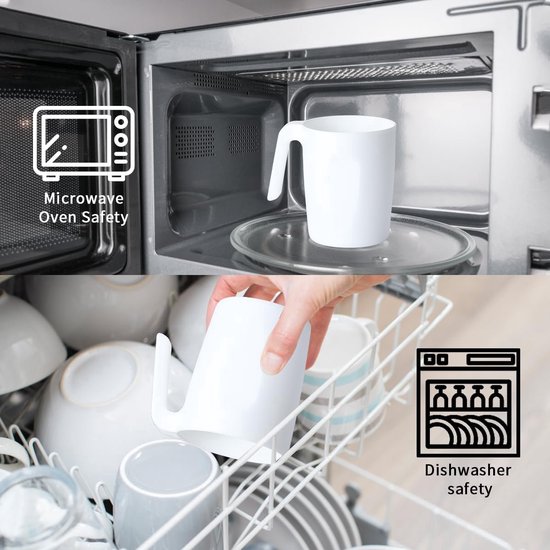 Witte plastic koffiekopjes, set van 8, 450 ml, kunststof koffiemok met handgrepen,... | bol