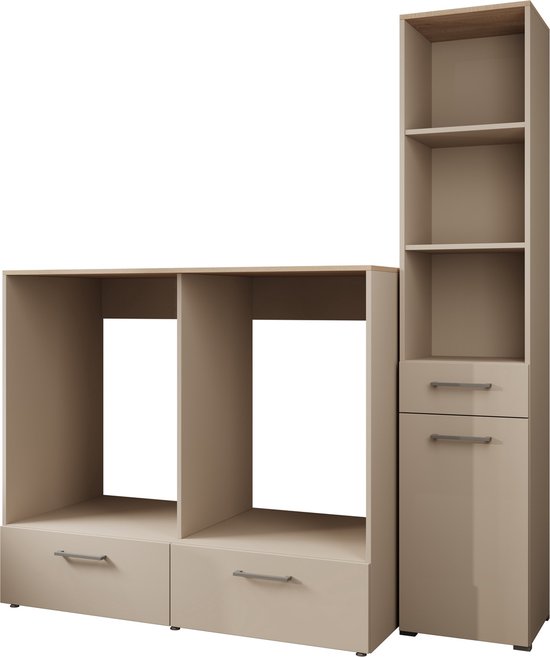 Meubella - Wasmachine kast Rowley 2 - Beige | bol