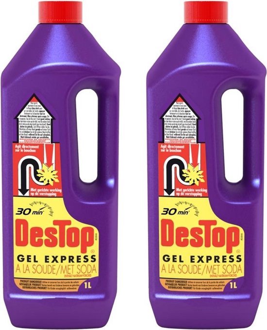 Destop Paars Gel Express Ontstopper met Soda - 1L x8 | bol