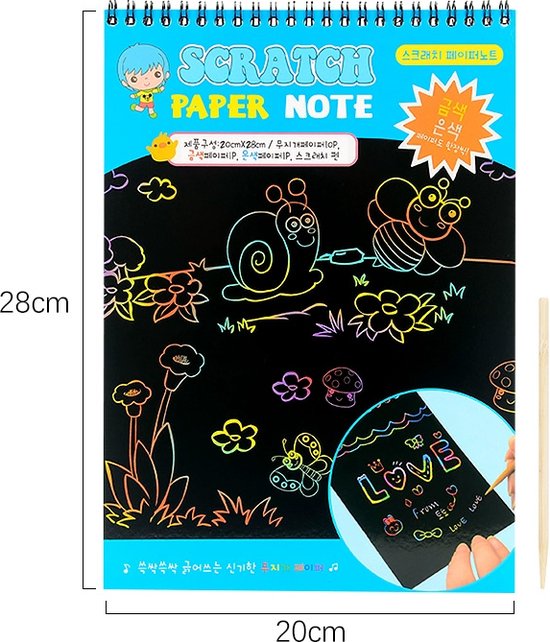 Ainy - Scratch Art Blanco L | krasboekje met 12 vellen 20*28cm | Kras ...