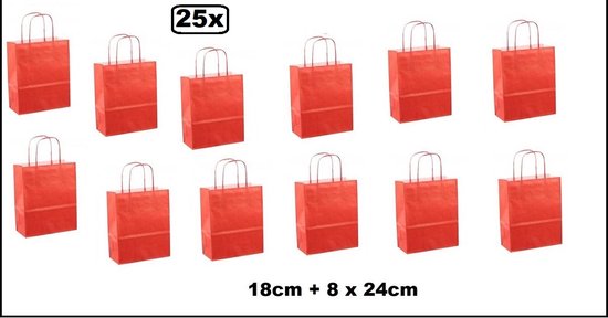 25x Sac à cordon en papier rouge 18cmx8cmx24cm - goodie bag|papier|sac ...