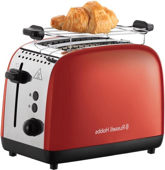 Twee-snedes Broodrooster RVS Rood - Extra Brede Broodsleuven ...