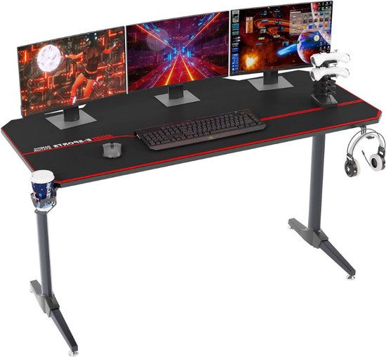 Gamingtafel 140 x 60 cm Computertafel in T Vorm Voor Kantoor pc ...