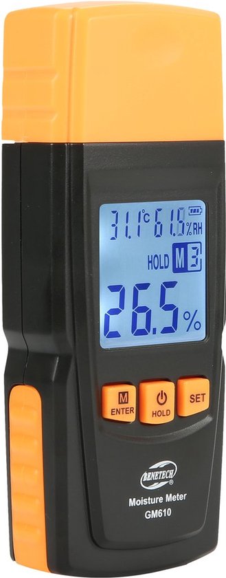 Benetech GM610 3in1 Houtvochtmeter + Omgevingstemperatuur + luchtvochtigheid - 28... | bol