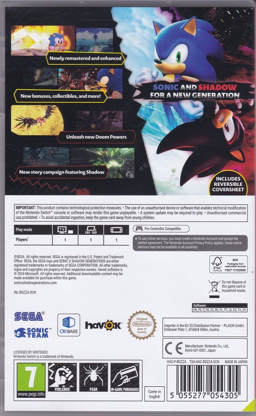 Sonic: X Shadow Generations (Switch) | Games | bol