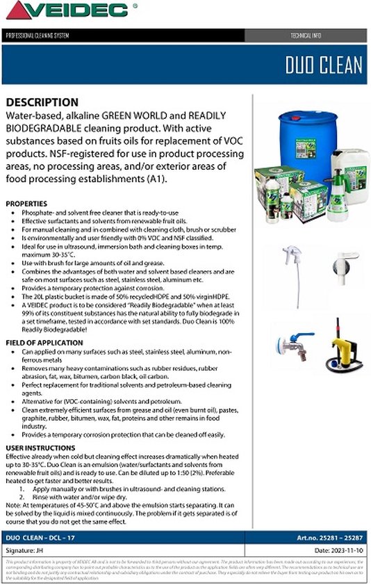 Veidec Duo Clean 25281 - 1 liter | bol