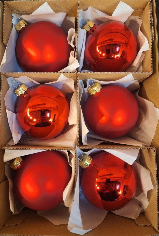 Rode Kerstballen van Glas - Mat & Glanzend - 7 cm diameter - doosje van ...