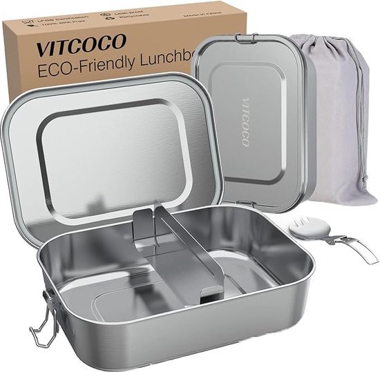 RVS Lunch Box - 1200 ml - Roestvrij Staal - Met Compartiment - Lekvrij ...