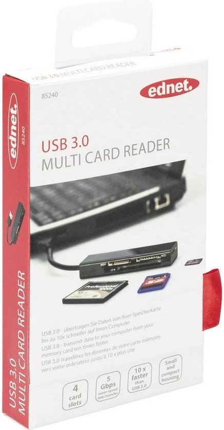 ednet ednet. Externe geheugenkaartlezer USB 3.2 Gen 1 (USB 3.0) Zwart | bol